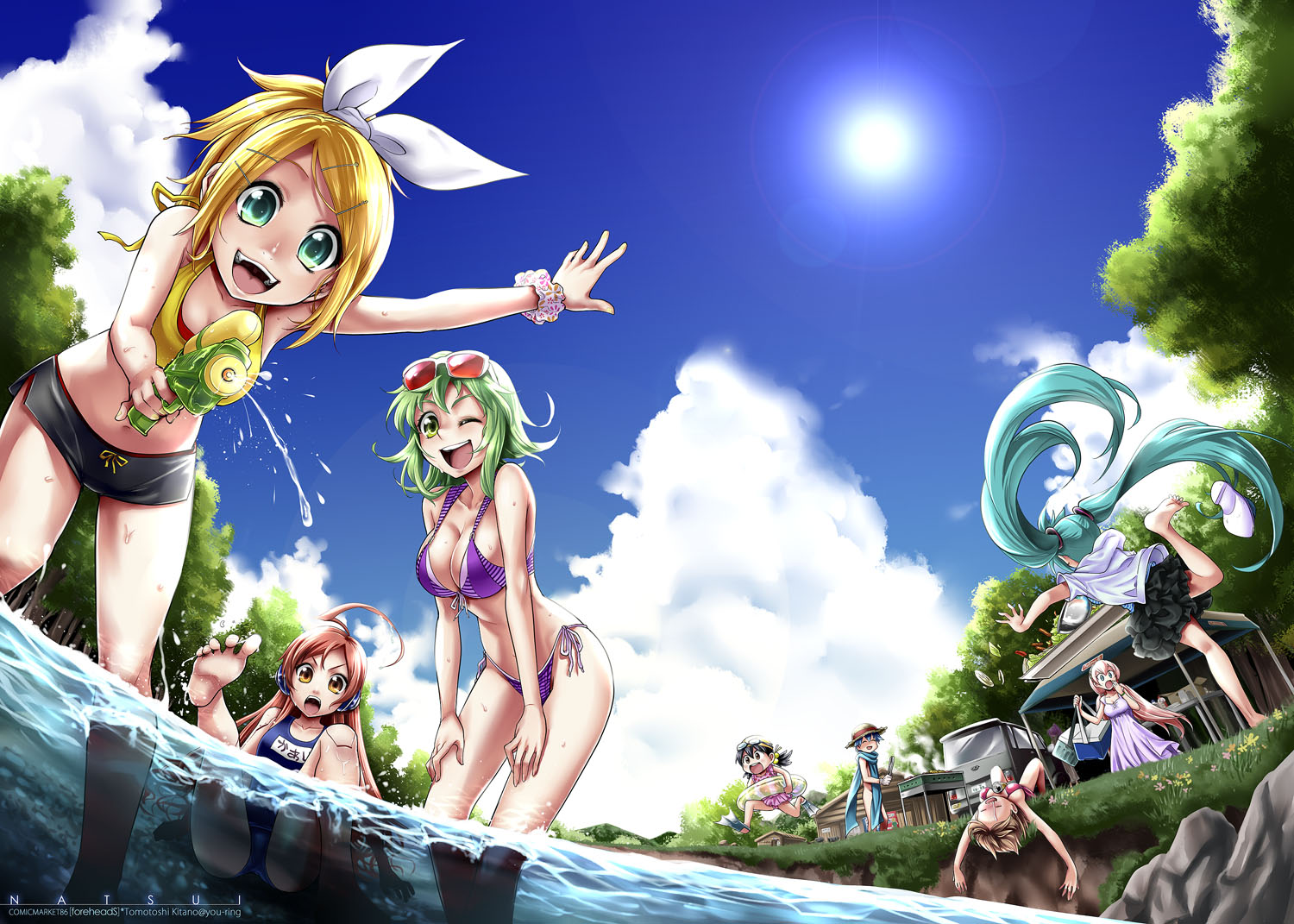 kitano tomotoshi vocaloid gumi hatsune miku kagamine rin bikini ...